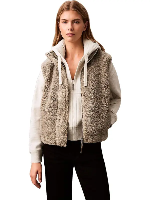 Calvin Klein Sherpa Cocoon Vest - Brindle