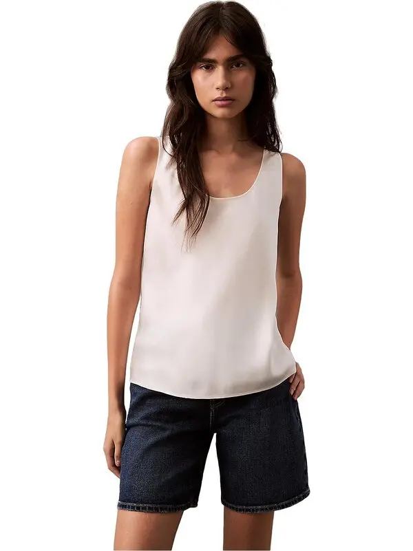 Calvin Klein Viscose Satin Tank Top - Vanilla Ice