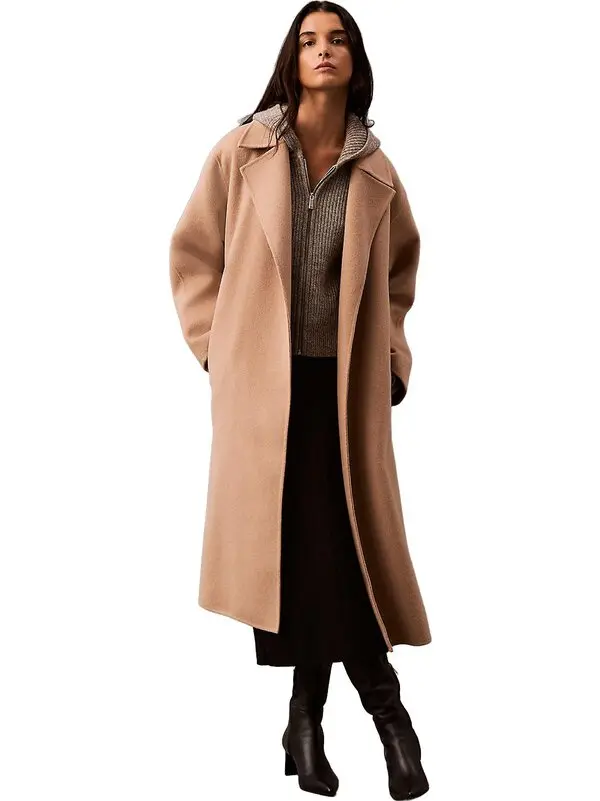 Calvin Klein Double Faced Wool Blend Wrap Coat - Amphora