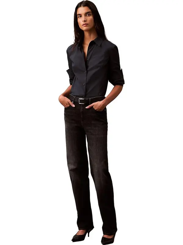 Calvin Klein Relaxed Cotton Cashmere Straight Leg Jeans - Midnight Stone
