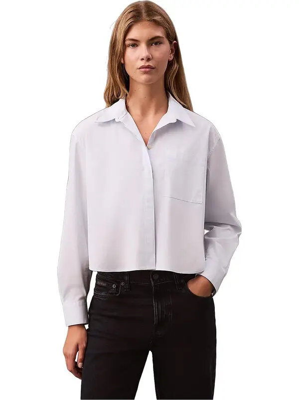 Calvin Klein Cotton Poplin Boxy Button-down Shirt - Ancient Water