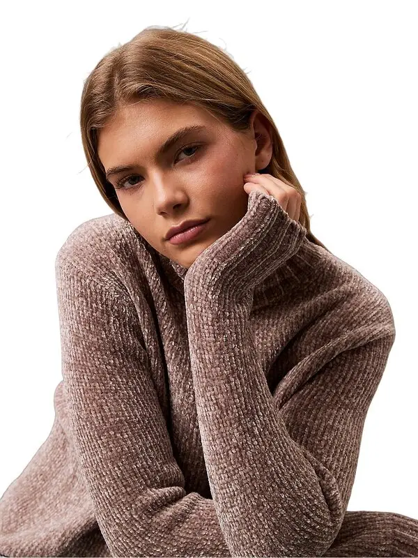 Calvin Klein Chenille Relaxed Turtleneck Sweater - Cinder