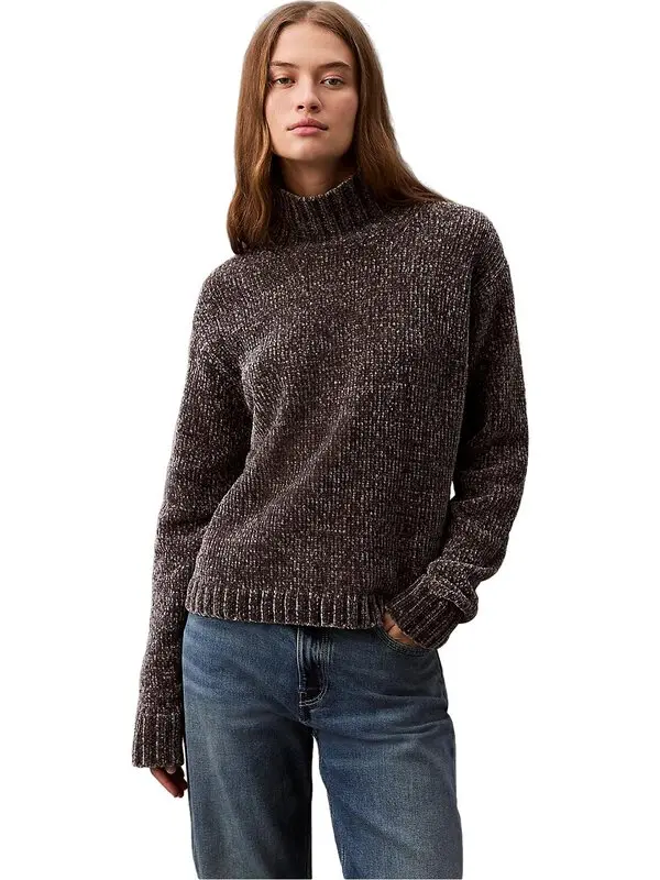 Calvin Klein Chenille Relaxed Turtleneck Sweater - Endless Gray