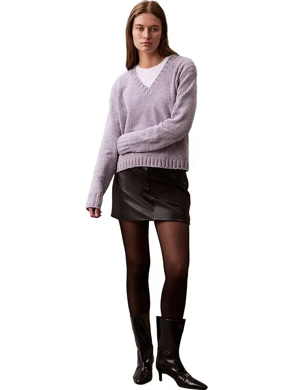 Calvin Klein Chenille V-neck Sweater - Lilac