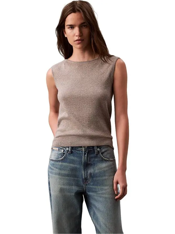 Calvin Klein Lurex Sleeveless Pullover Top - Rock Ridge
