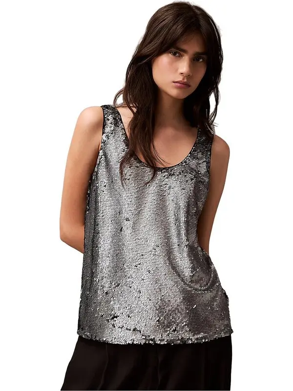 Calvin Klein Sequin Tank Top - Dark Grey