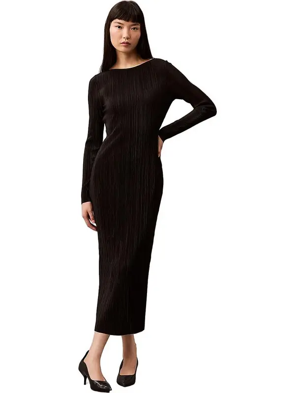 Calvin Klein Plisse Midi Dress - Black