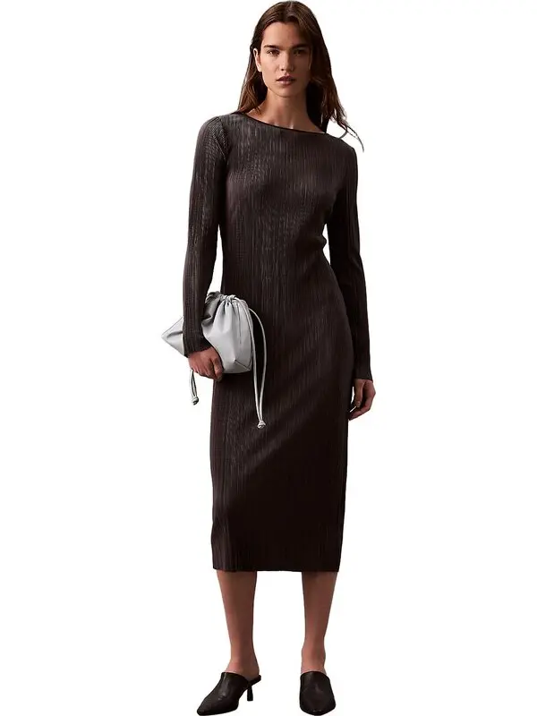 Calvin Klein Plisse Midi Dress - Ebony