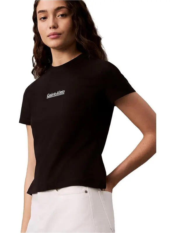 Calvin Klein Overlap Logo Slim T-shirt - Black Beauty
