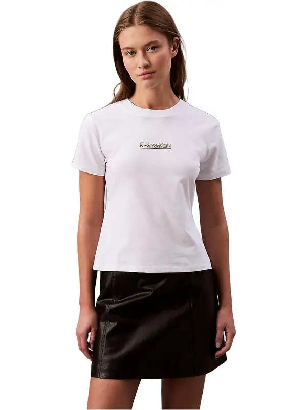 Calvin Klein Overlap Logo Slim T-shirt - Brilliant White