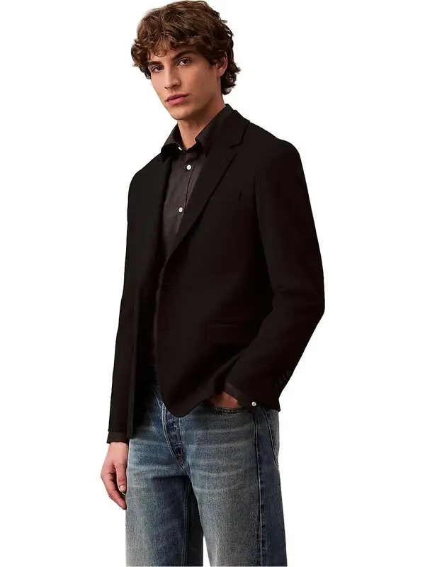 Calvin Klein Slim Wool Gabardine Blazer - Black