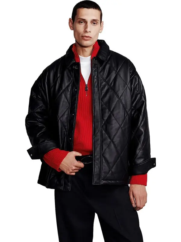 Calvin Klein Leather Quilted Jacket - Black