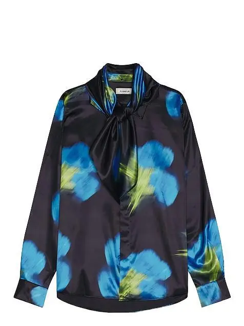 FLANEUR Blurred Flower Shirt - Black