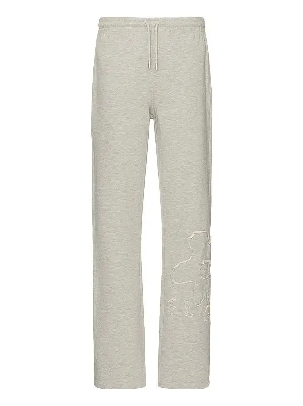 FLANEUR Blossom Patches Sweatpants In Grey - Heather Grey