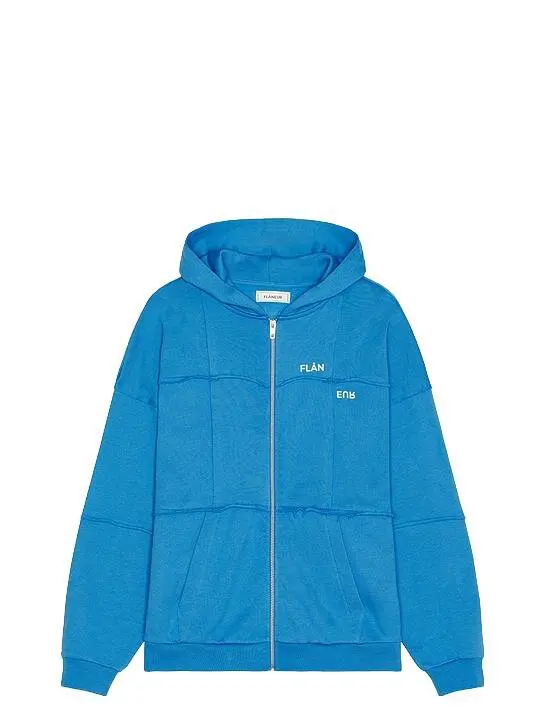 FLANEUR Cut & Sew Zip-up Hoodie - Cobalt Blue