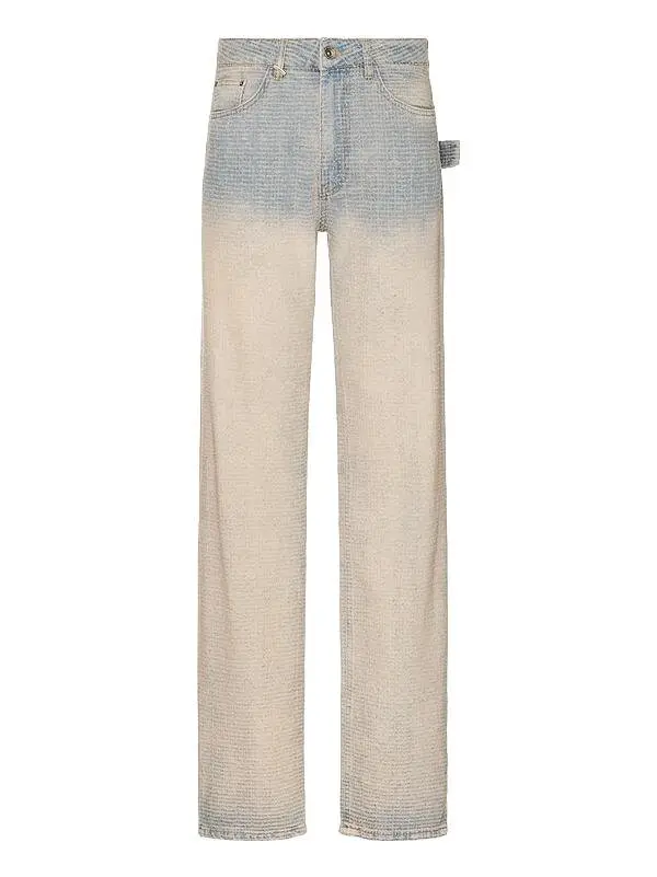 FLANEUR Faded Tweed Denim Jeans - Light Blue