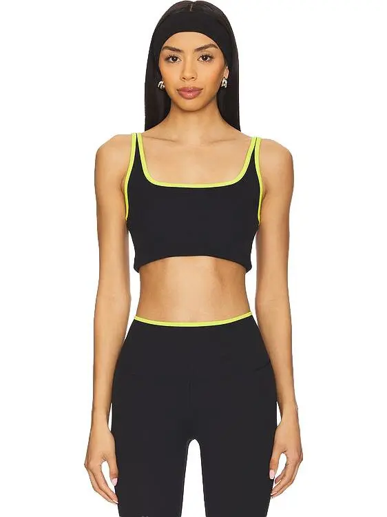 Splits59 Cait Rigor Sports Bra In Black - Black & Chartreuse