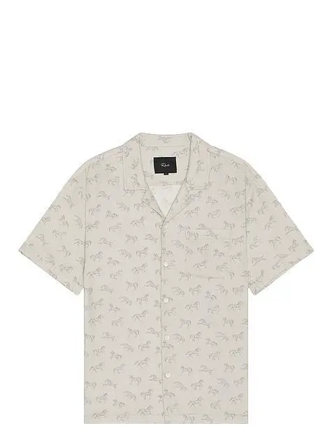 Rails Moreno Button Down Camp Shirt In Grey - Stallion Parchment Indigo
