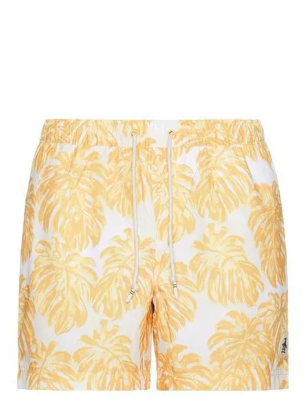 ORIGINAL PENGUIN All Over Print Monstera Swim Trunk - Jurassic Gold