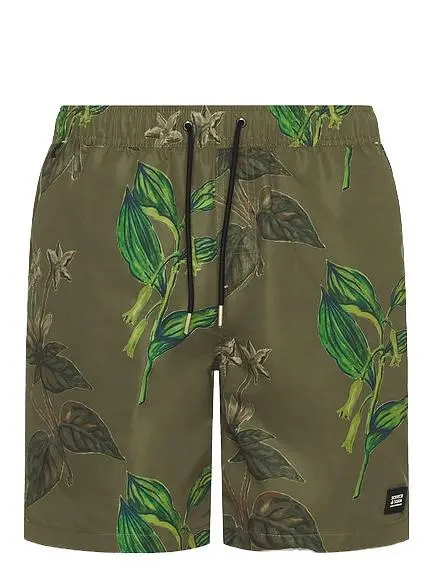 Scotch & Soda Mid-length Swim Shorts - Leafs Print
