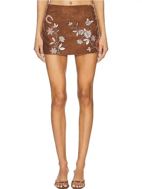 LESLIE AMON Desert Mini Skirt - Brown