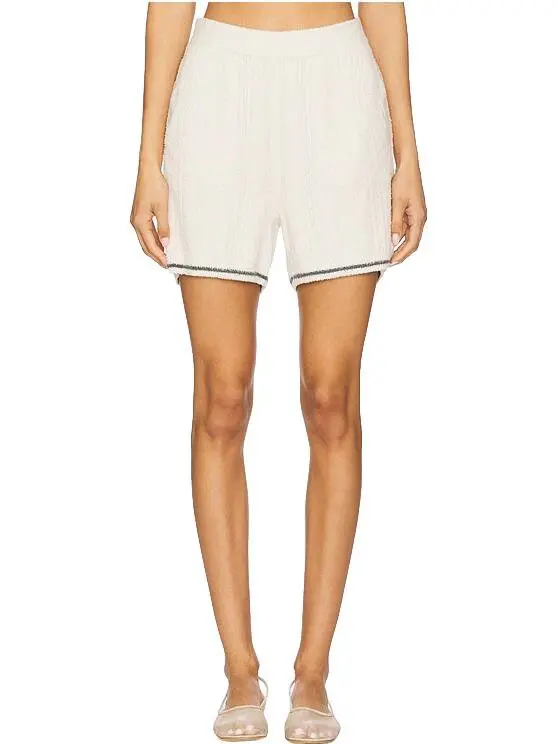 Barefoot Dreams Cozychic Light Pointelle Shorts - Sand Dune & Deep Juniper