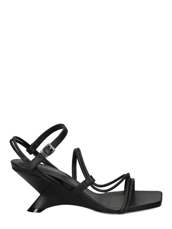 VIC MATIE Swan Strappy Wedge Sandals - Black
