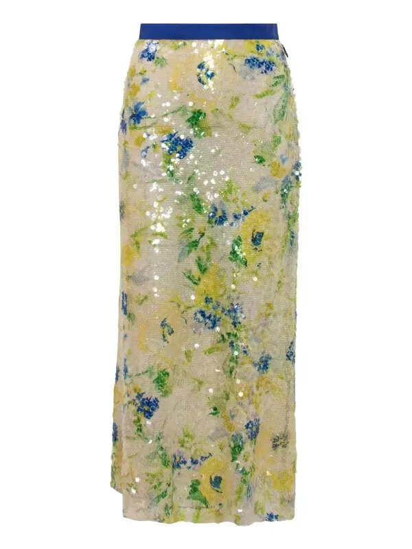 MSGM Sequinned Maxi Skirt - Yellow