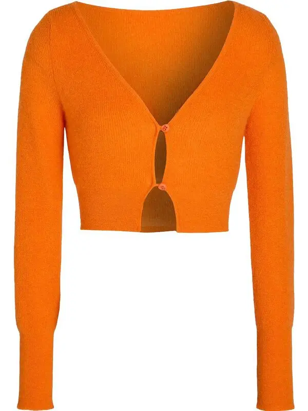 Jacquemus Alzou Cropped Mohair-blend Cardigan - Orange