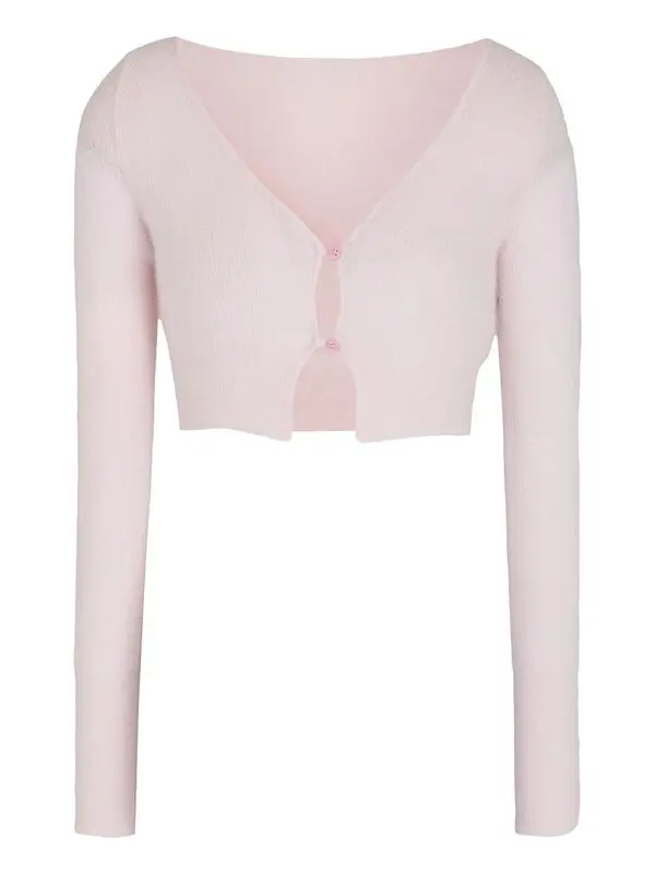 Jacquemus Cropped Mohair-blend Cardigan - Pastel Pink