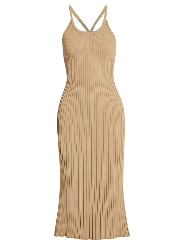 Proenza Schouler Vida Ribbed-knit Midi Dress - Sand