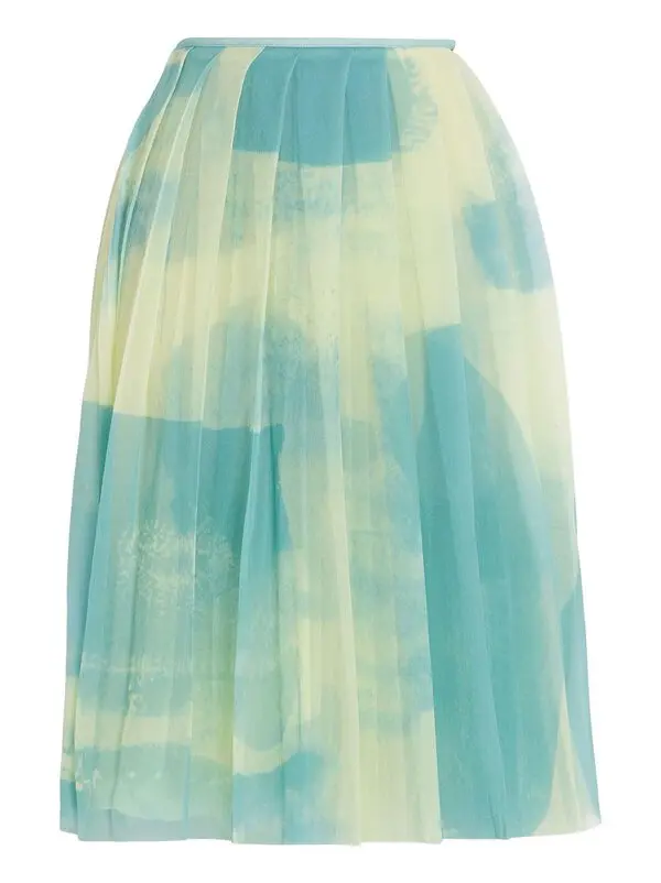 Proenza Schouler Printed Pleated Chiffon Skirt - Light Green
