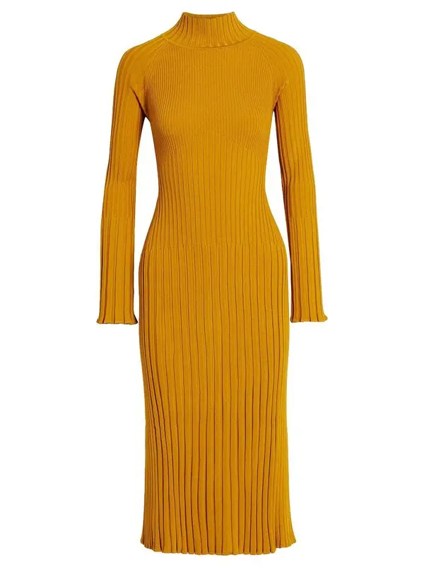 Proenza Schouler Ribbed-knit Turtleneck Midi Dress - Saffron