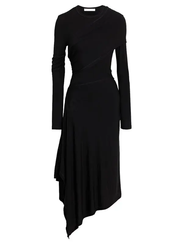 Helmut Lang Protection Asymmetric Lyocell-blend Jersey Midi Dress - Black