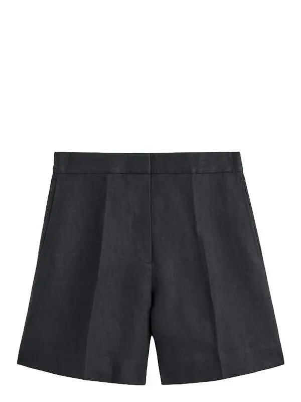 Cos Tailored Elasticated Linen Shorts - Black