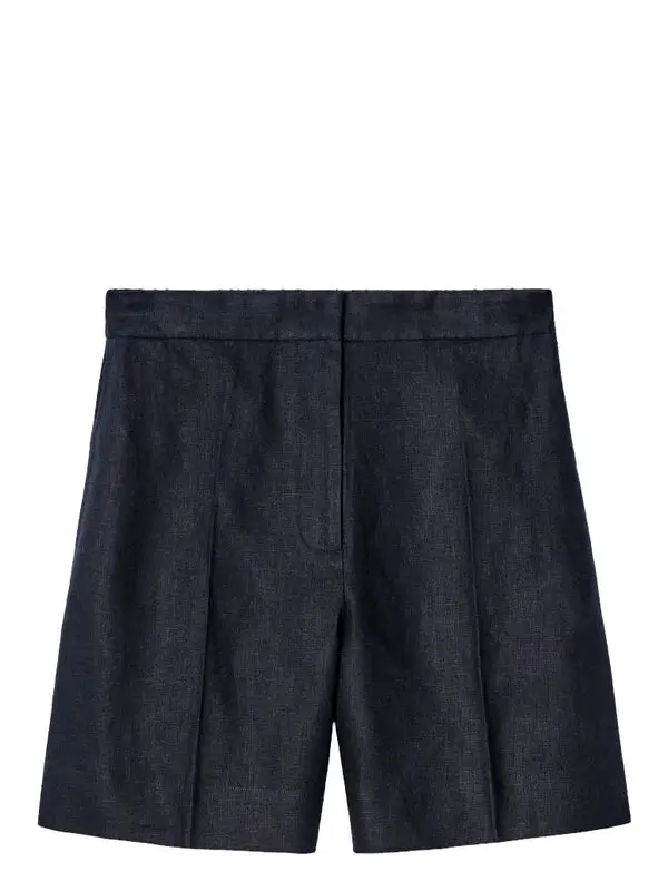 Cos Tailored Elasticated Linen Shorts - Navy