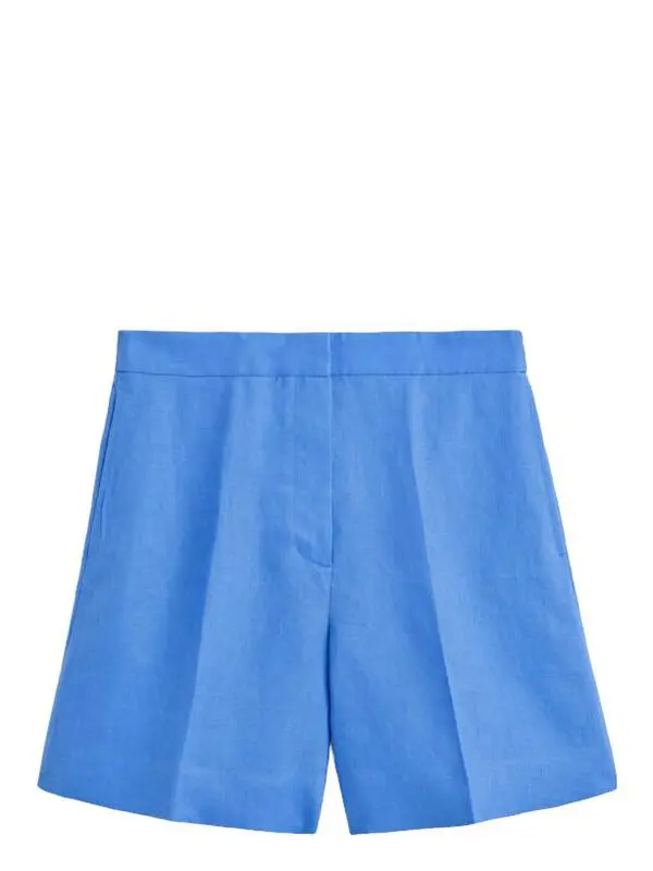 Cos Tailored Elasticated Linen Shorts - Navy