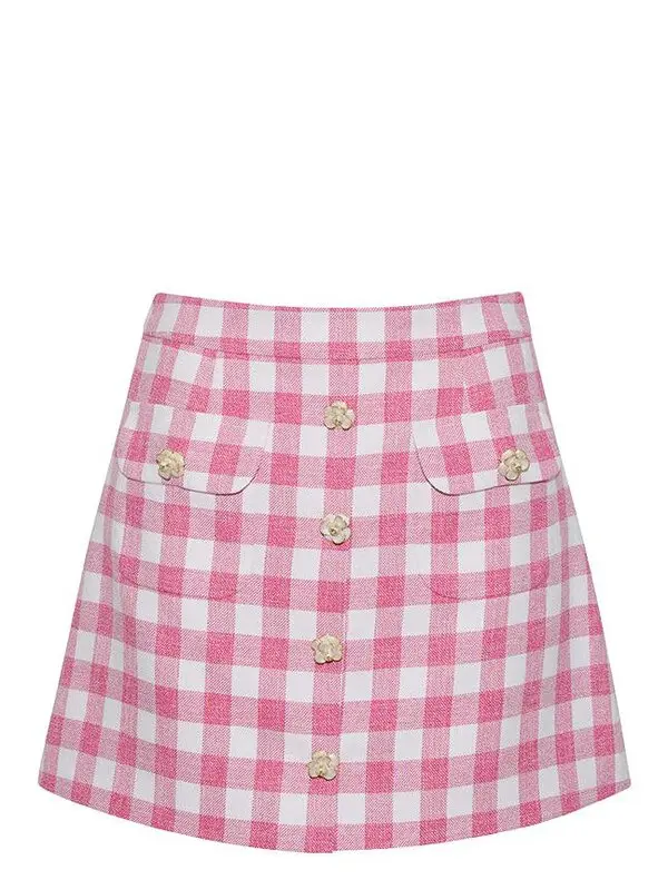 Cara Cara Faye Mini Skirt - Pink Boucle Grid