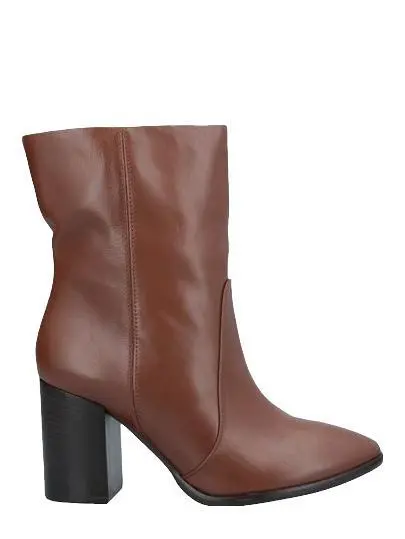 POLLINI Leather Ankle Boots - Brown