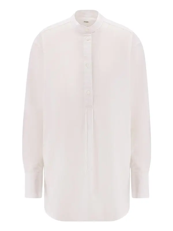 TOTEME Stand Collar Organic Cotton Shirt - White
