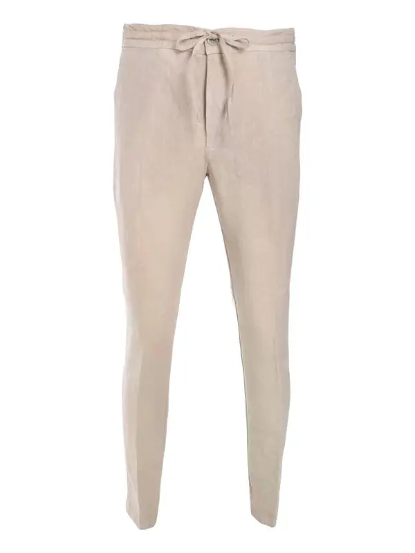 120% Lino Drawstring-waist Trousers - Neutrals