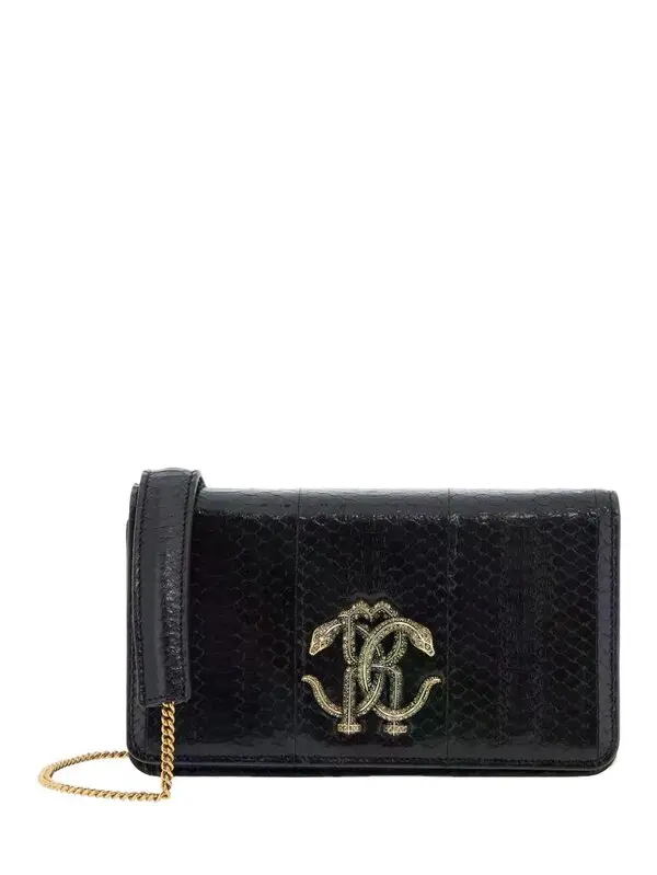 Roberto Cavalli Mirror Snake-plaque Crossbody Bag - Black
