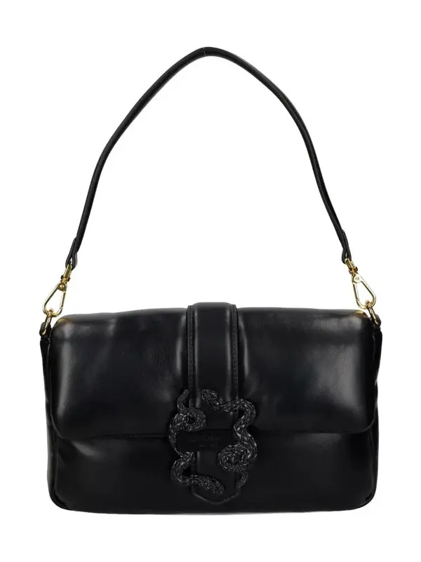 Just Cavalli Snake Buckle Shoulder Bag - Black