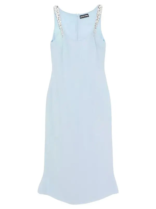 David Koma Crystal Claw-embroidered Flounce Dress - Blue
