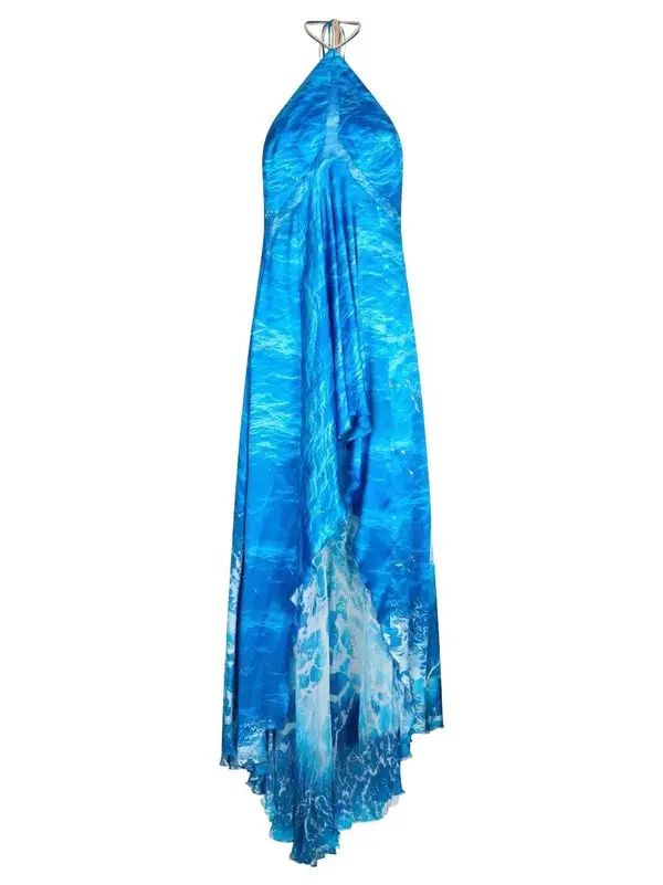 Roberto Cavalli Abstract-print Maxi Dress - Blue