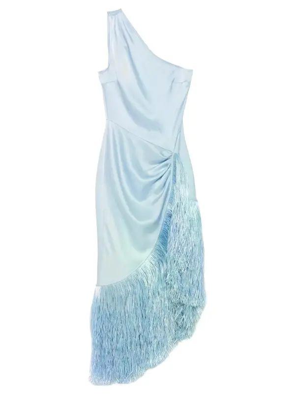 David Koma Fringe-detailed Midi Dress - Blue