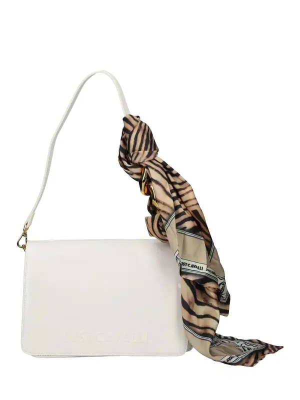 Just Cavalli Embossed Logo Shoulder Bag - White