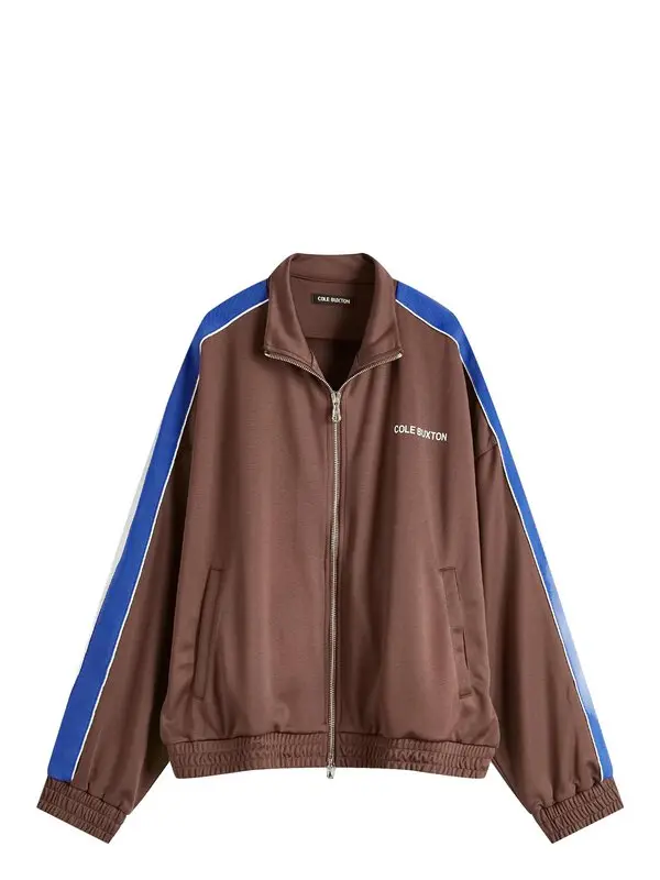 COLE BUXTON Contrast Tape Track Jacket - Brown/blue