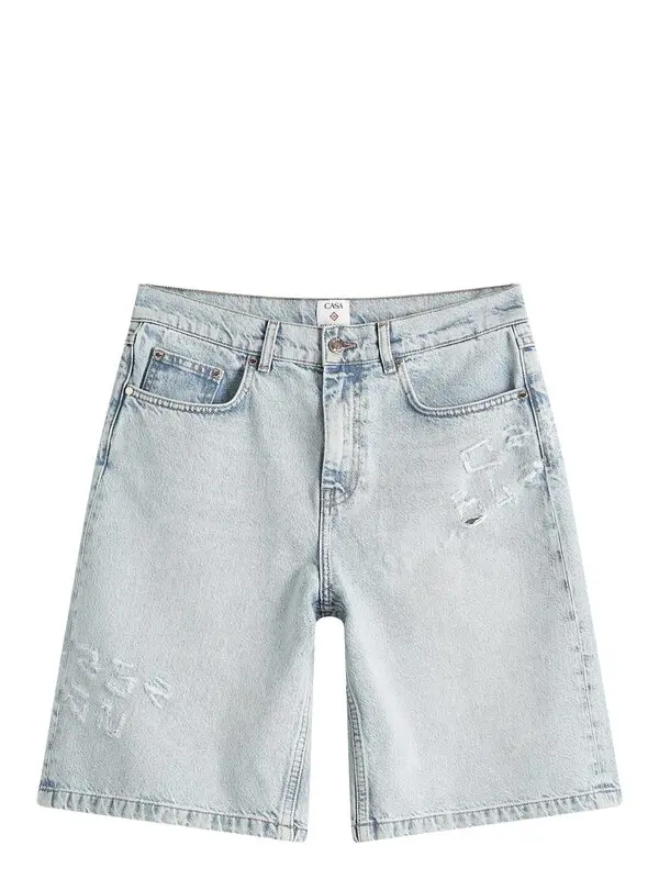 Casablanca Graffiti Denim Shorts - Mid Wash