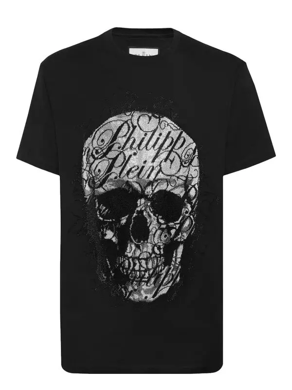 Philipp Plein Skull Coursive-embellished T-shirt - Black